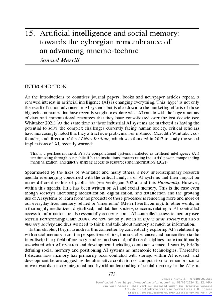 Artifical Intelligence and Social Memory - GREAT | PDF | Artificial Intelligence | Intelligence ...