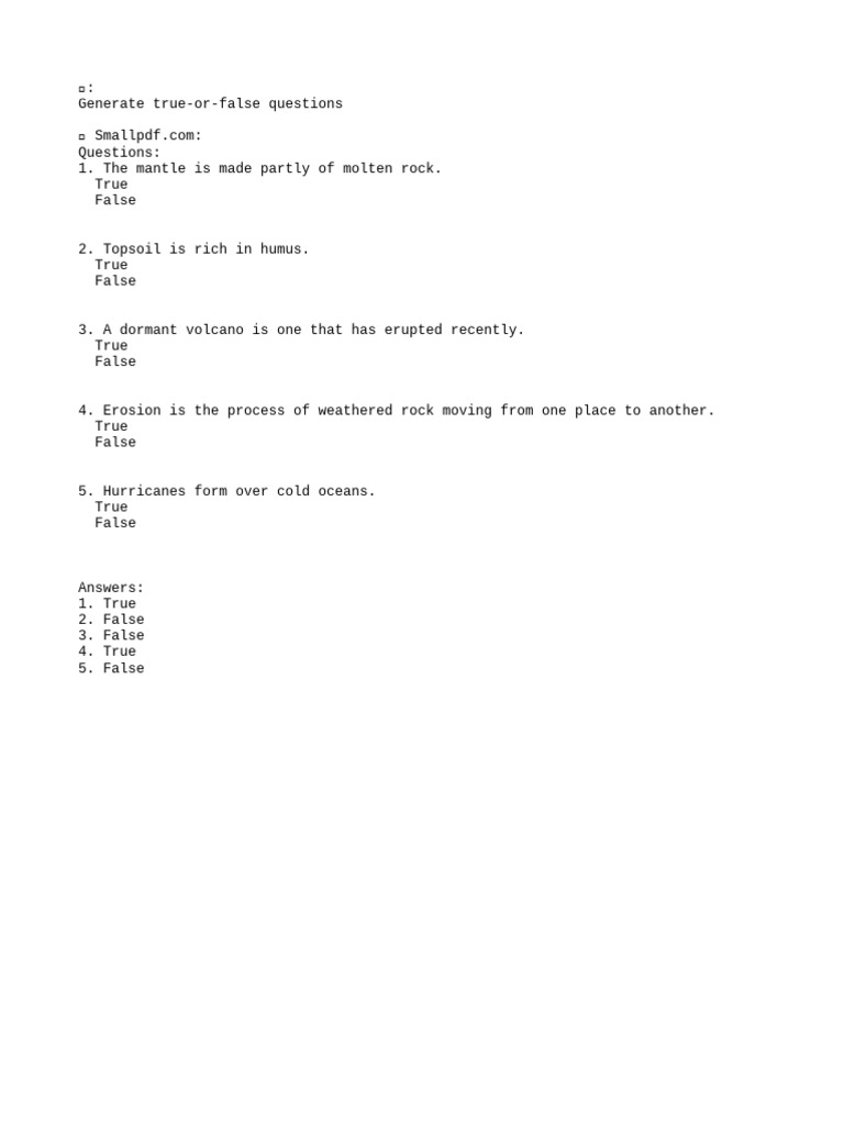 Effects of Hydrosphere Generate-Quiz | PDF