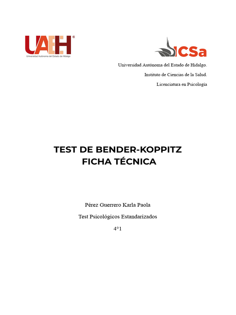 Test de Bender-Koppitz para Niños | PDF | Lápiz | Sicología