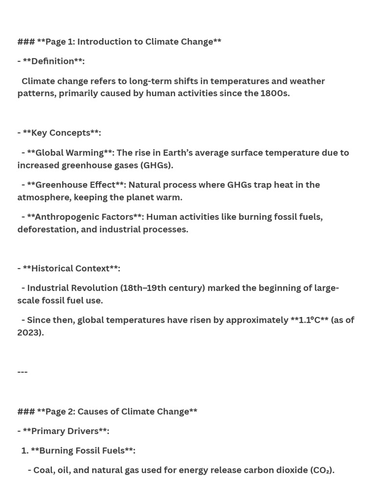 Introduction To Climate Change | PDF | Greenhouse Gas | Climate Change