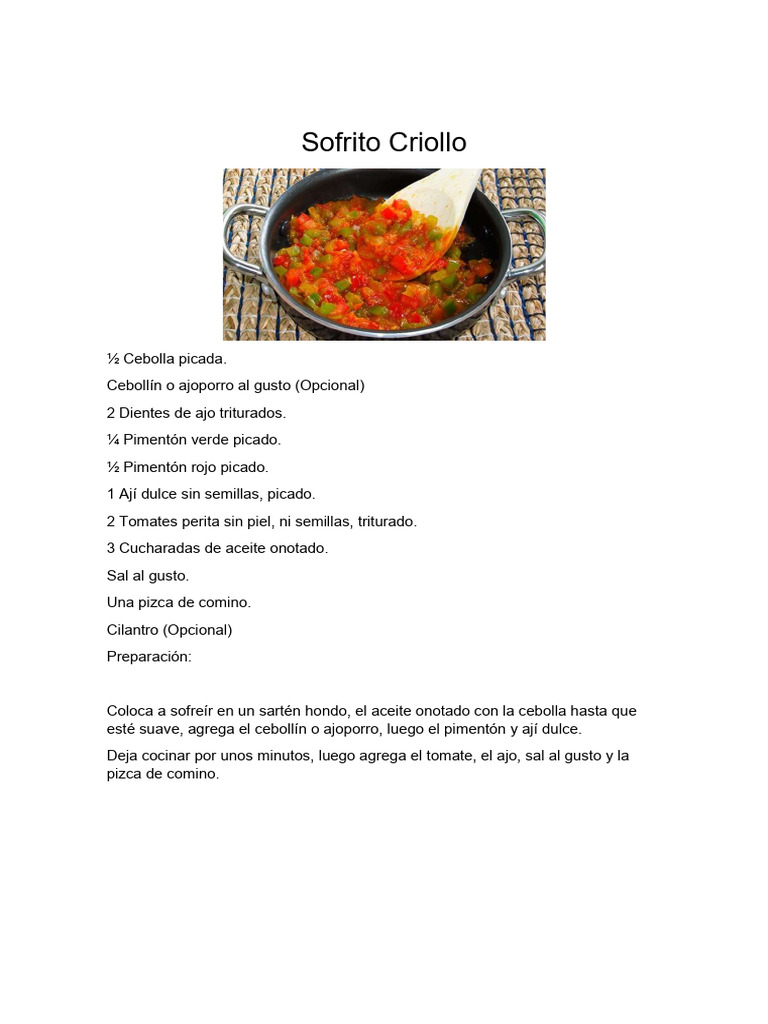 Sofrito Criollo | PDF | Pimenton | Cocina norteamericana