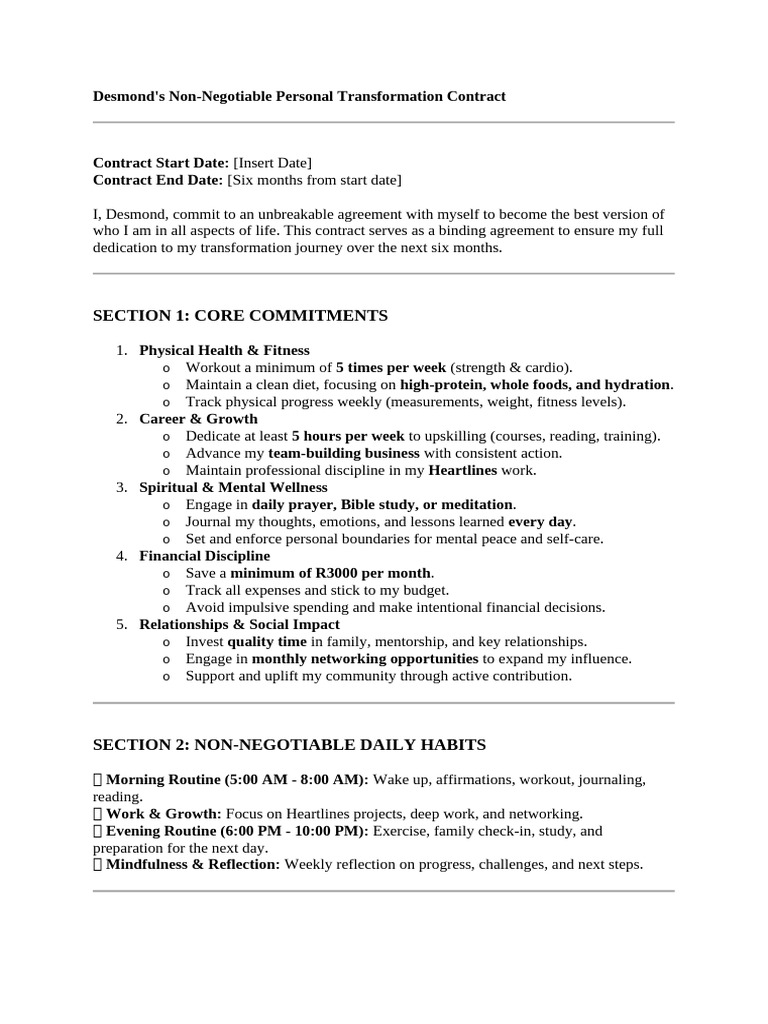 Section 1: Core Commitments: o o o o o o o o o o o o o o o | PDF ...