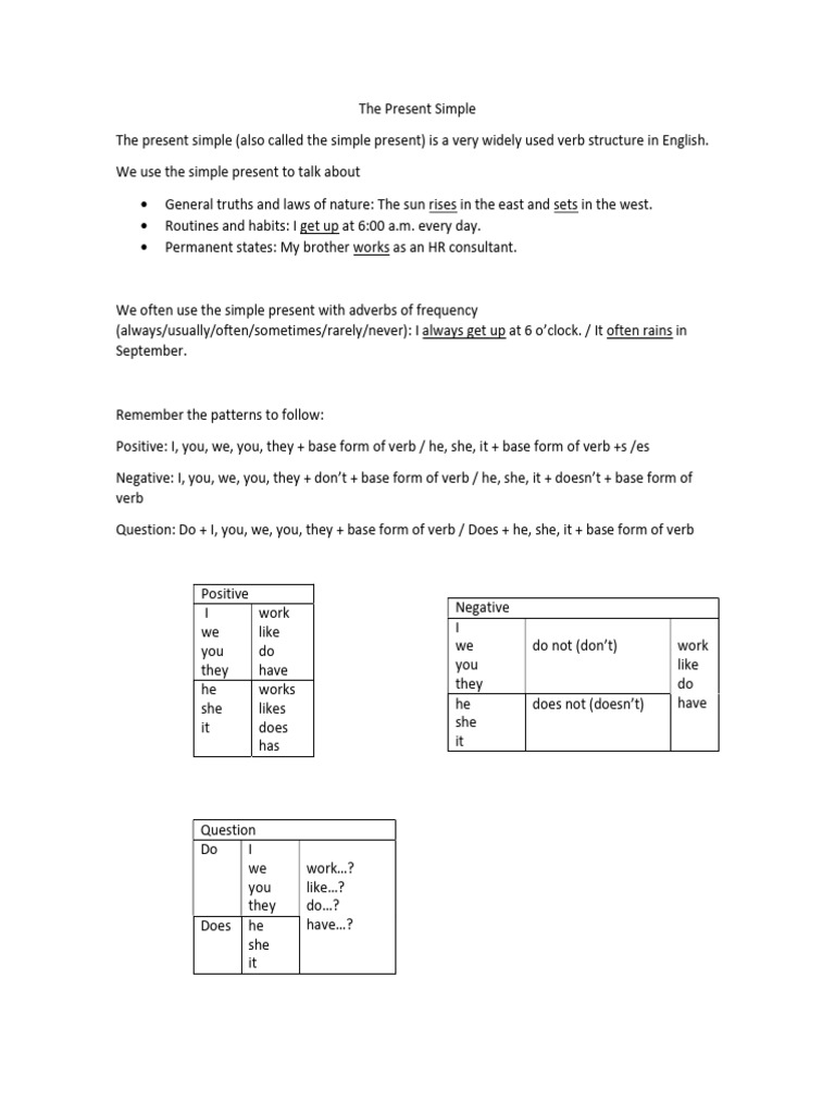 The Present Simple | PDF