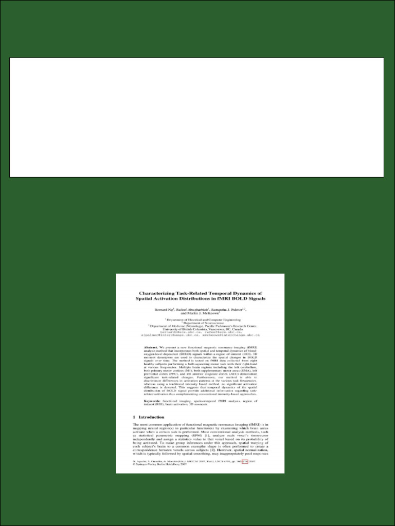 Characterizing Task Related Temporal Dynamics Of Spatial Activation