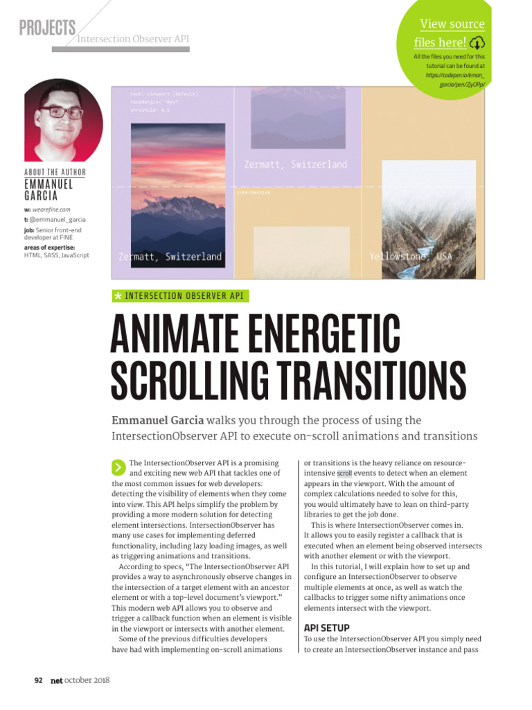 Intersection Observer API Tutorial | PDF | Java Script | Software Development