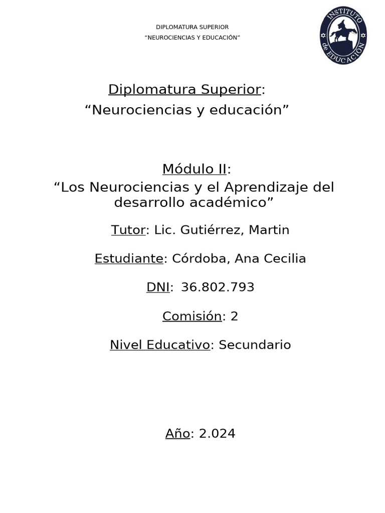 TP 2 NEURO | PDF | Aprendizaje | Las emociones