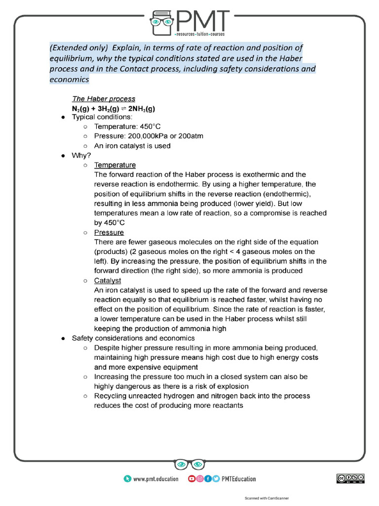 Haber Process Notes | PDF