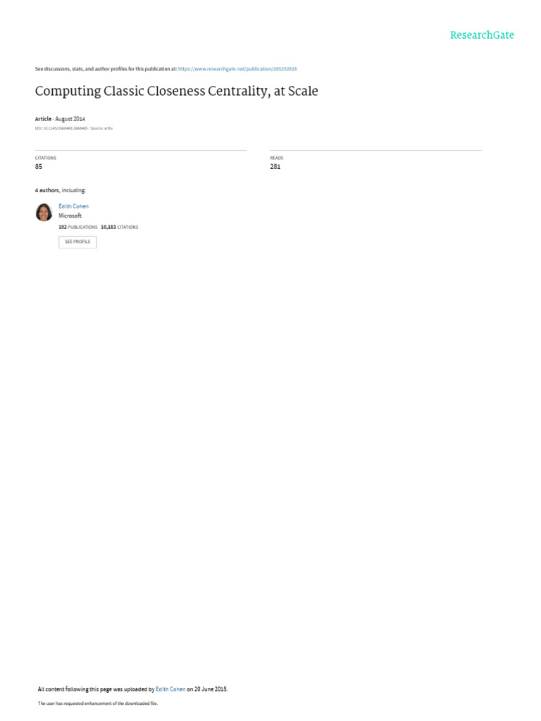 Computing_Classic_Closeness_Centrality_at_Scale | PDF | Estimator | Variance
