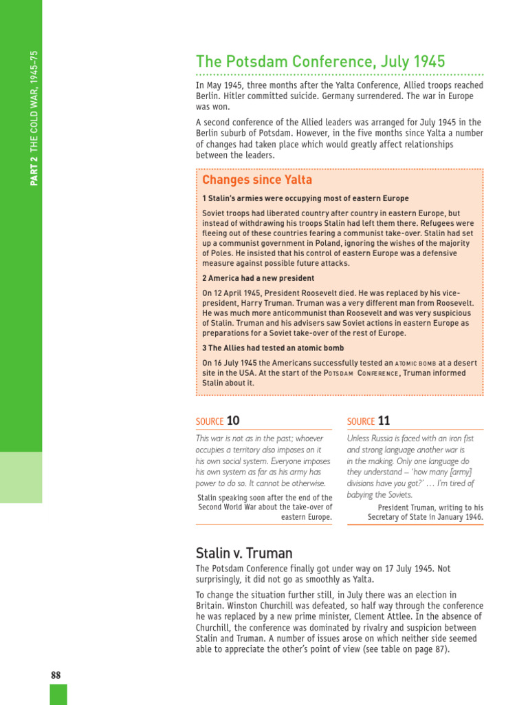 2 Sources For Potsdam and Soviet Expansion | PDF | Joseph Stalin | Iron ...