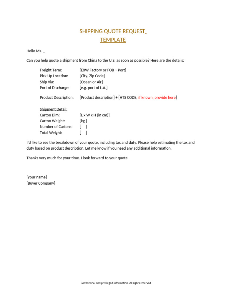 1.4 RFQ Shipping Quote Template | PDF