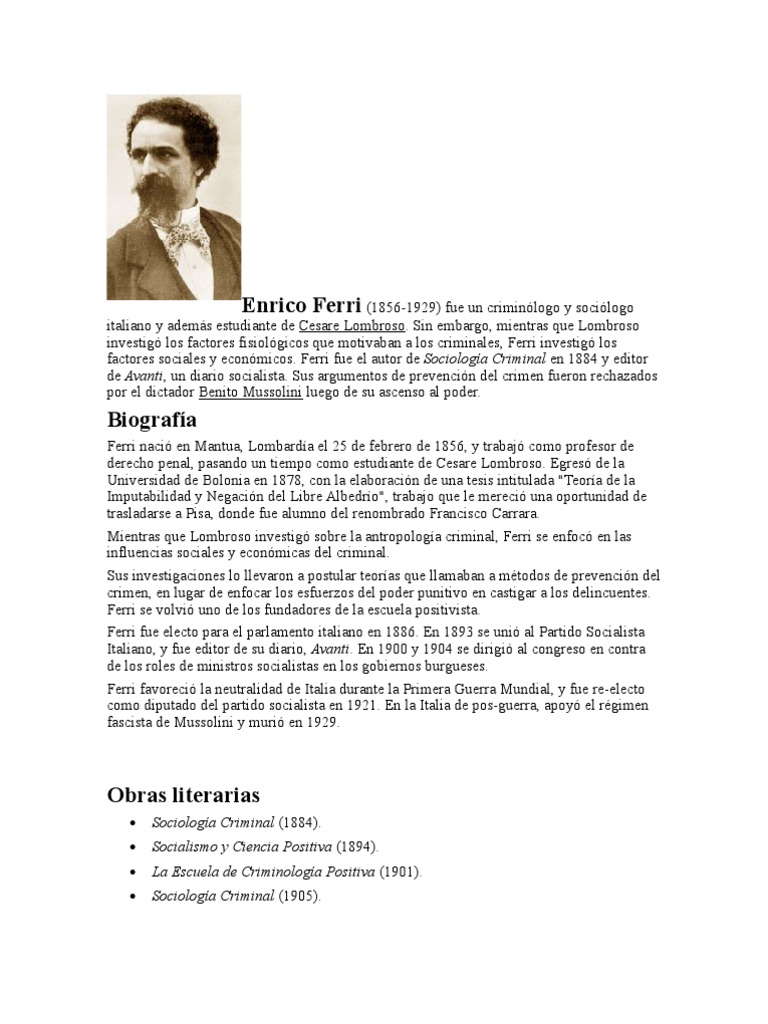 Enrico Ferri | PDF | Sociología | Thriller y crimen