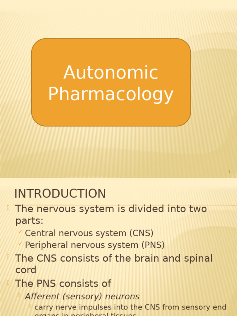 ANS Pharmacology | PDF | Autonomic Nervous System | Acetylcholine