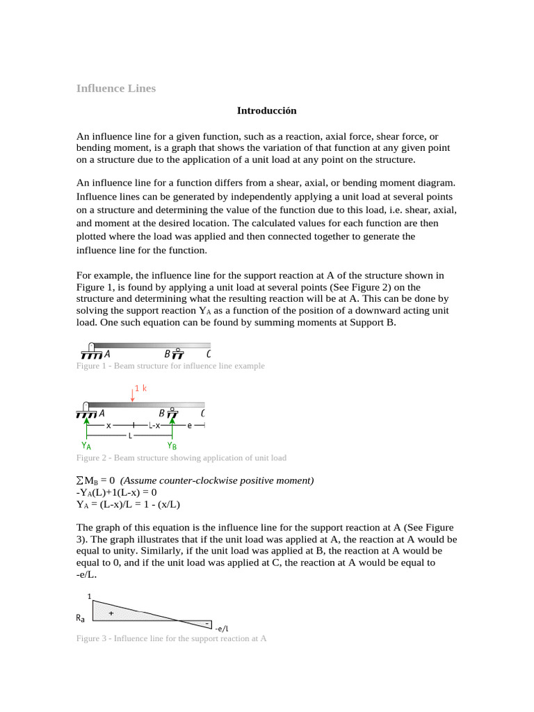 Influence Lines | PDF | Bending | Beam (Structure)