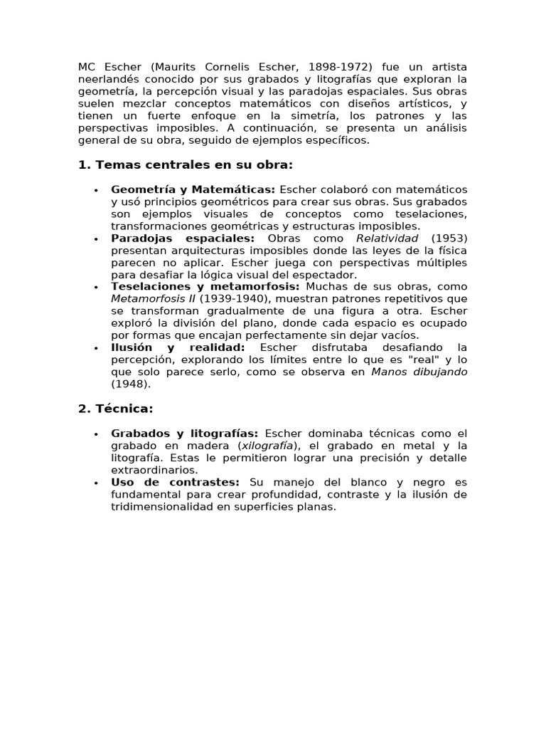 MC Escher | PDF | Geometría | Perspectiva (Gráfica)
