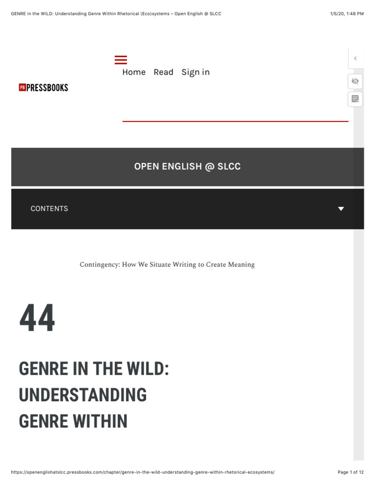 GENRE in The WILD Understanding Genre Within Rhetorical (Eco) Systems ...