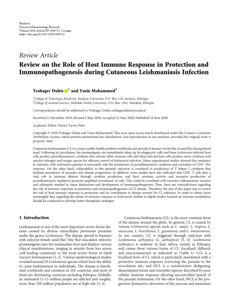 Review On The Role of Host Immune Response in Prot | PDF | T Helper Cell | Macrophage