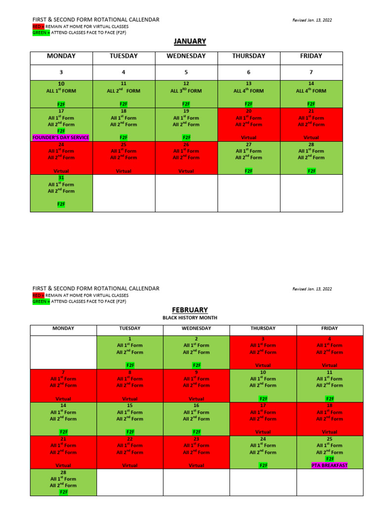 First & Second Form Class Schedule | PDF