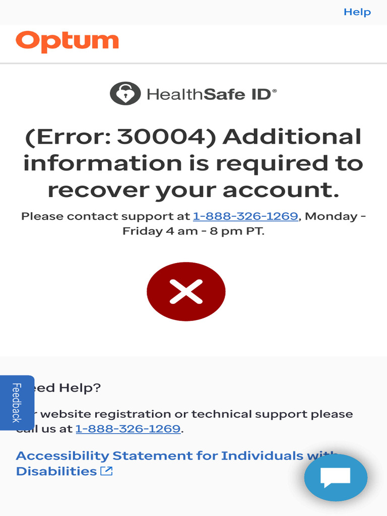 (Error 30004) Additional Information Is Required To Recover Your Account. - OptumRx | PDF