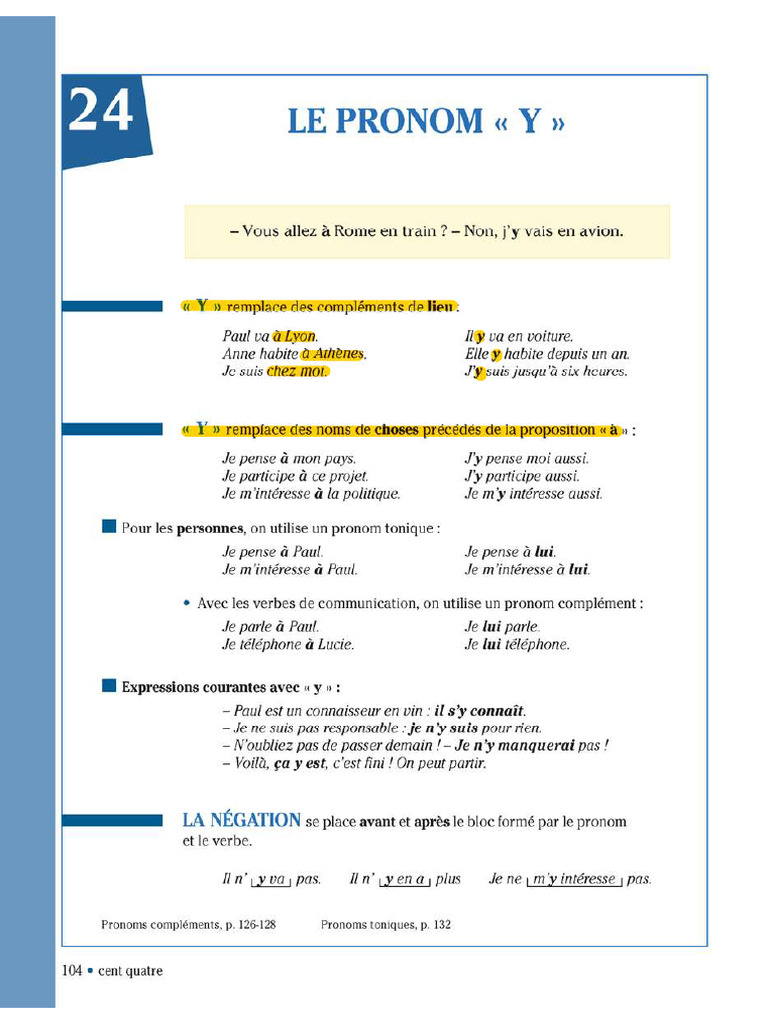 Grammaire Pronon Y | PDF
