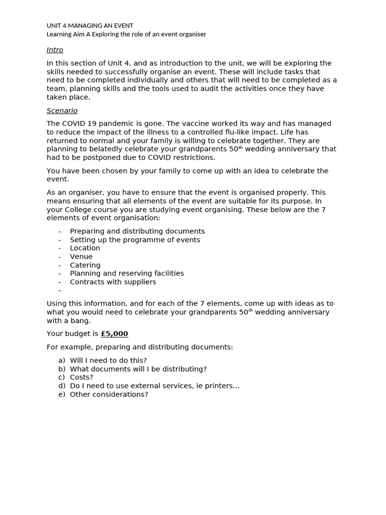 Activity 1 Warming Up To Event Management | PDF