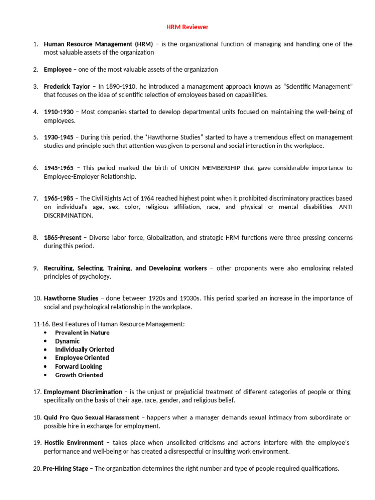 HRM Reviewer Midterm | PDF | Human Resource Management | Recruitment