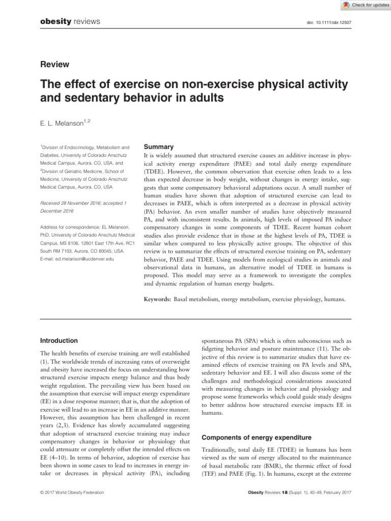 Obesity Reviews - 2017 - Melanson - The Effect of Exercise On Non ...