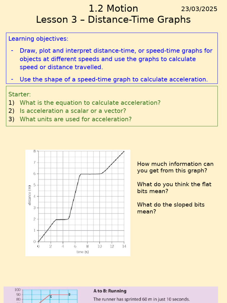 Year 10 Motion Lesson 3 - Distance-Time Graphs | PDF | Acceleration | Speed