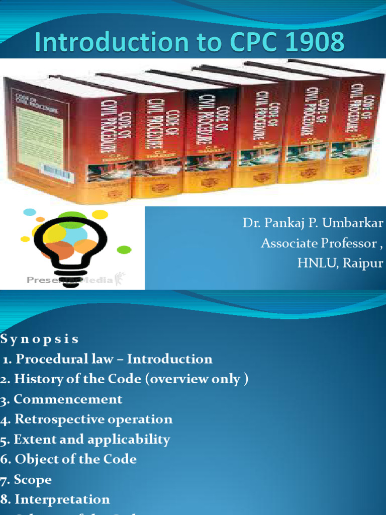 Introduction To CPC 1908 PDF | PDF | Lawsuit | Political Law