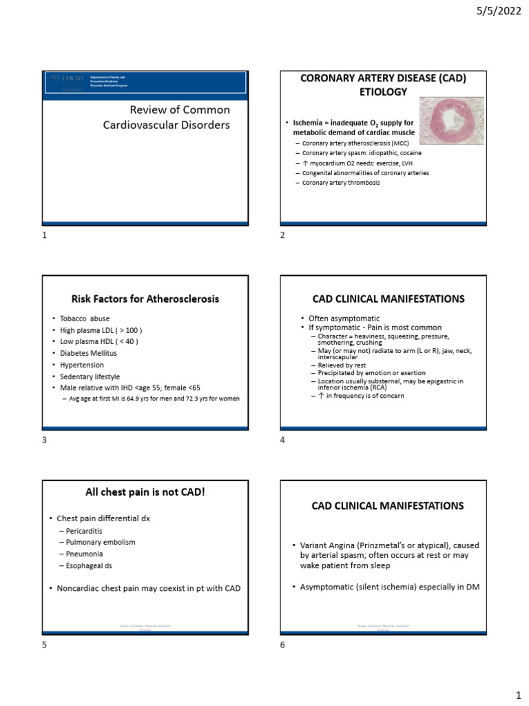 Cardiology Disorders - Emory | PDF | Myocardial Infarction | Heart Failure
