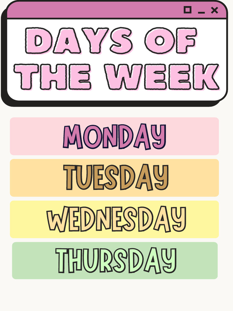Days of The Week Poster in Pastel Colors Simple Style | PDF