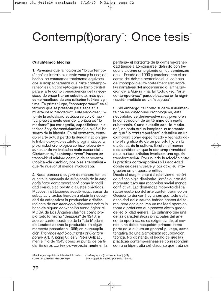 Contemp T Porary Once Tesis | PDF
