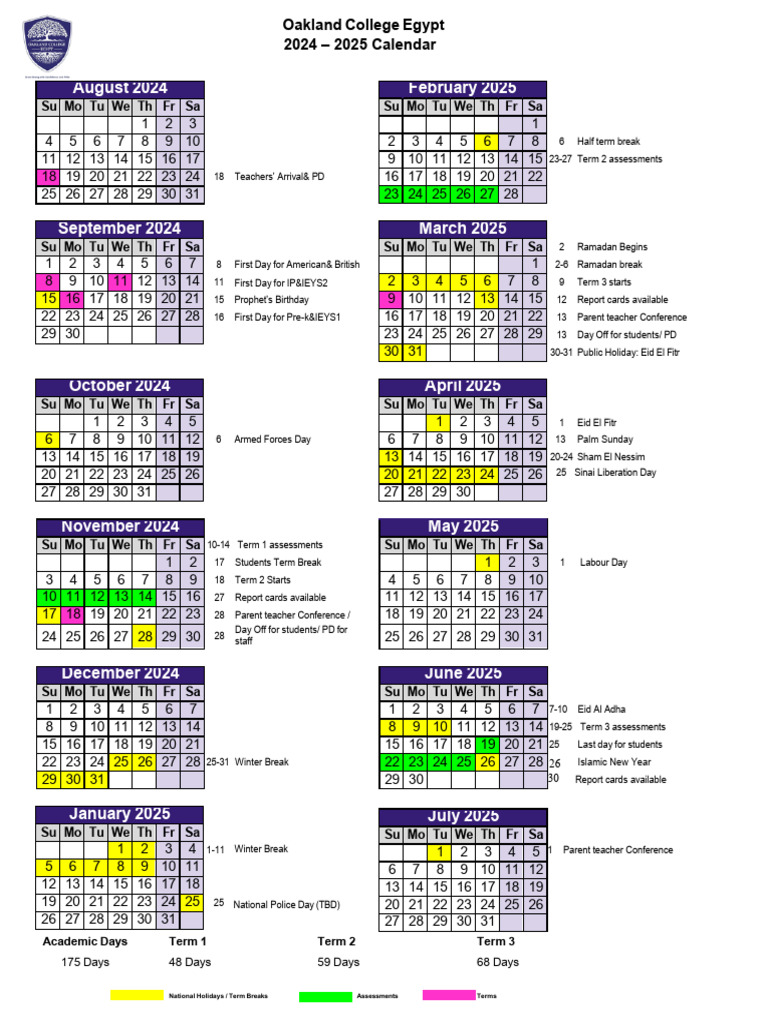OCE-Calendar 24-25 PDF | PDF | Holidays | Observances
