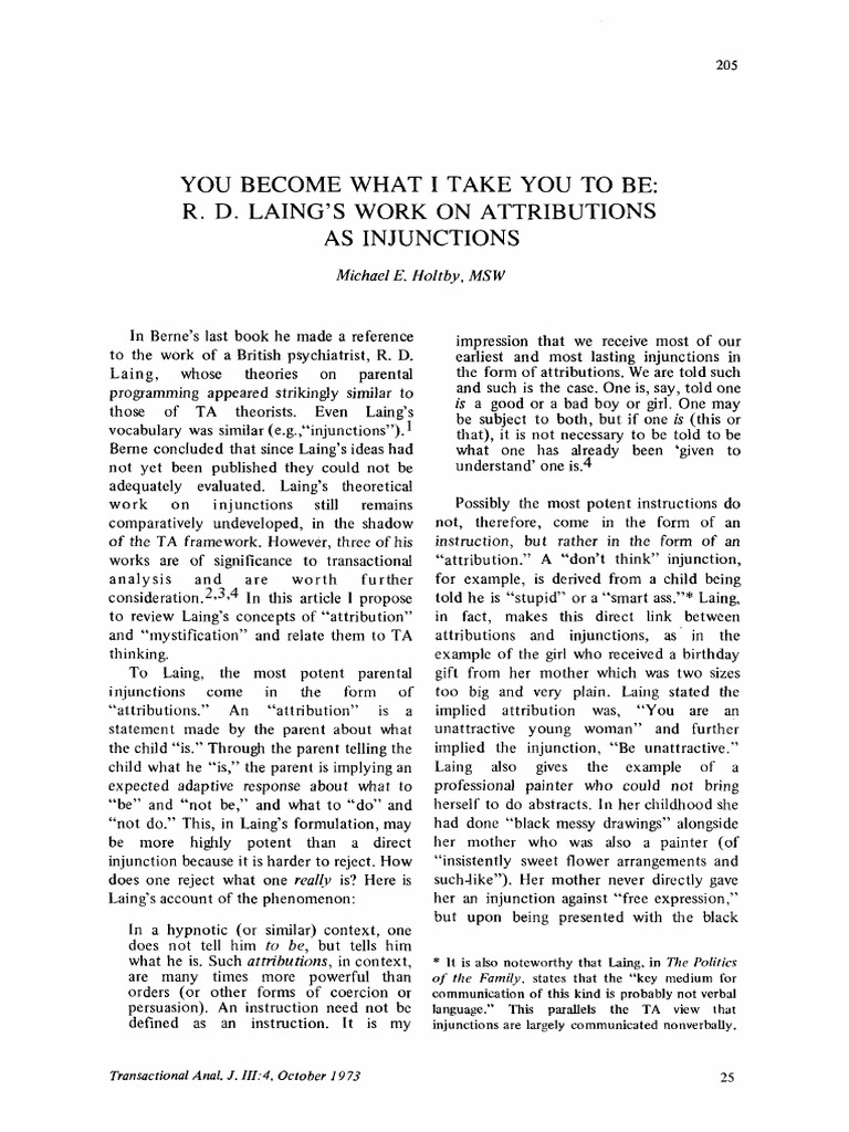 1973 - Michael Holtby - R. D. Laing's Work on Attributions as ...
