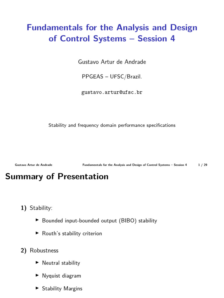 Control Systems Stability Analysis Guide | PDF | Control Theory ...