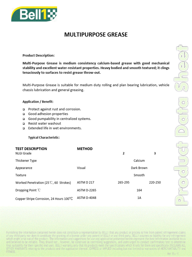 Bell 1 Calcium MP Grease | PDF