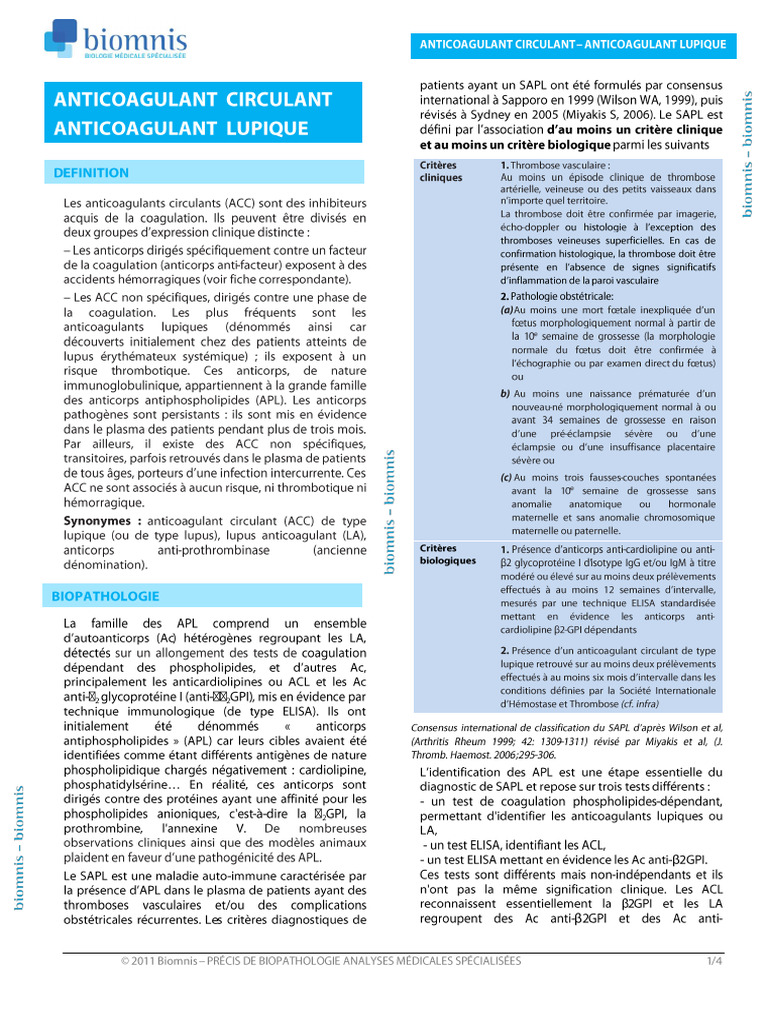 Anticoag Circulant-Anticoag Lupique | PDF