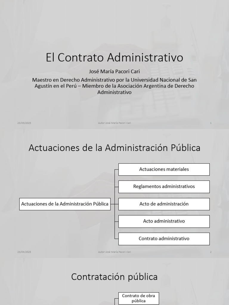 El Contrato Administrativo - Diapositivas - Autor José María Pacori Cari | PDF | Administración ...