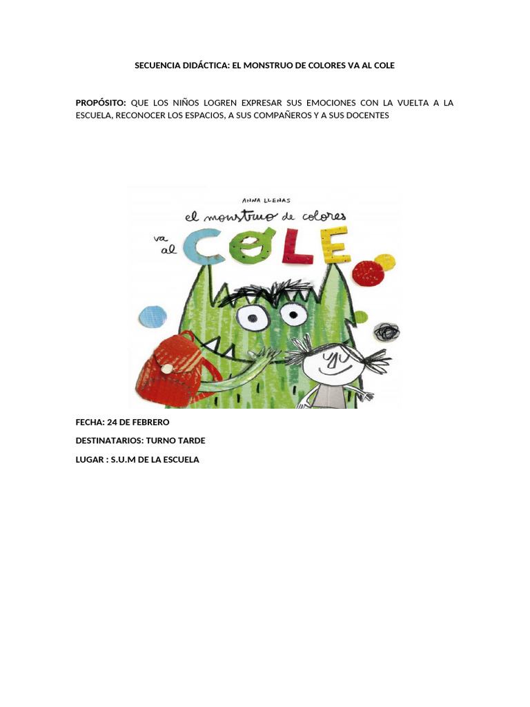 Actividades Del Monstruo de Colores | PDF