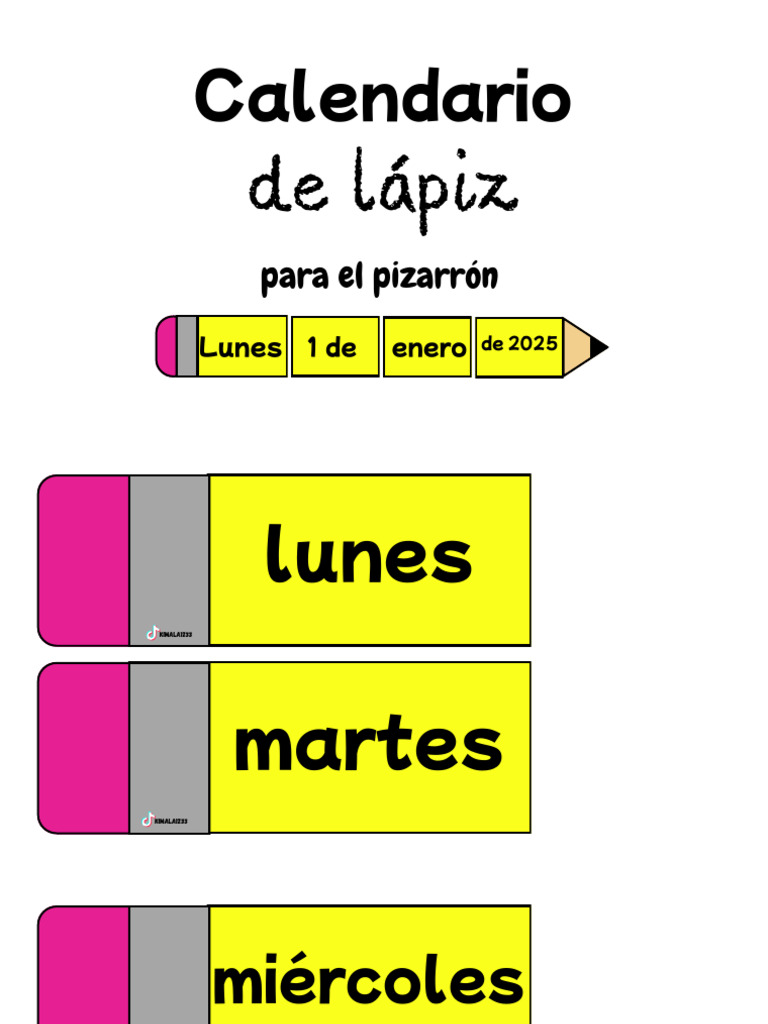 Calendario de Lápiz 2025 para Pizarra | PDF