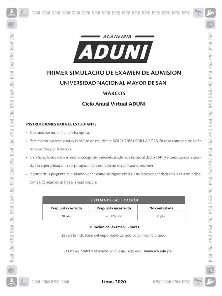 1 Simulacro Ex Adm UNMSM ASM | PDF