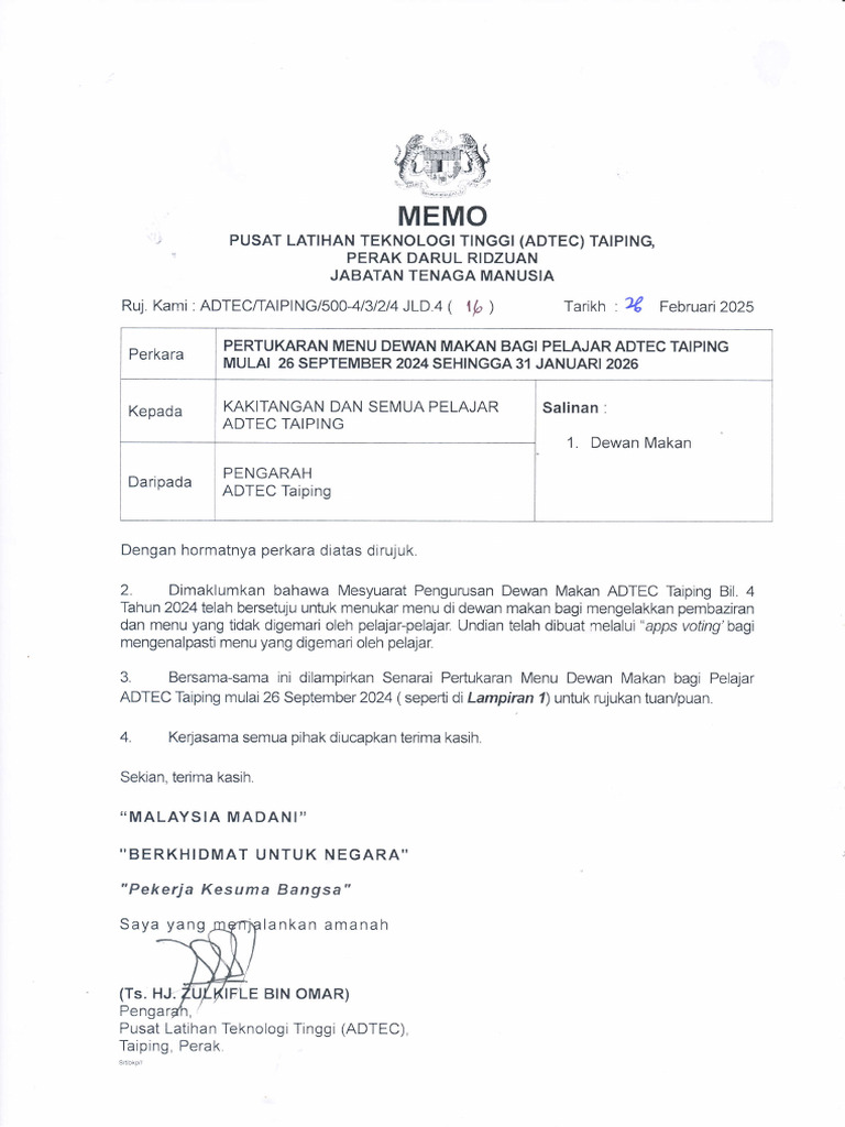 Pertukaran Menu DM | PDF