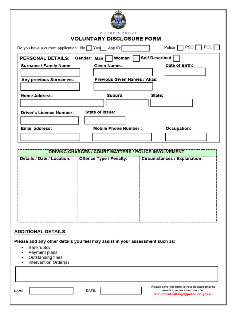 Voluntary Disclosure Form Template | PDF