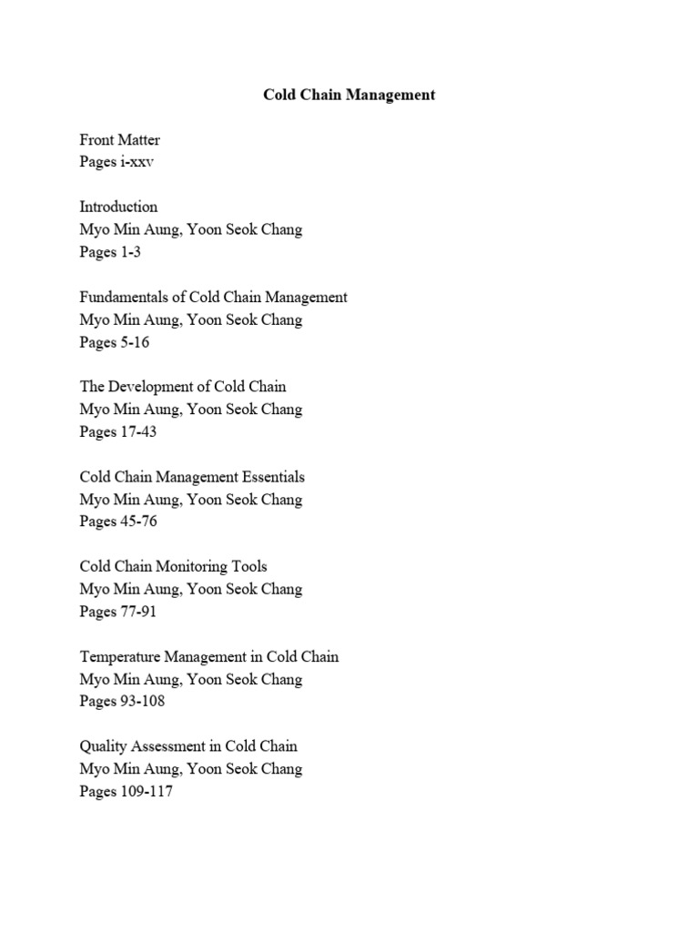 Cold Chain Management | PDF
