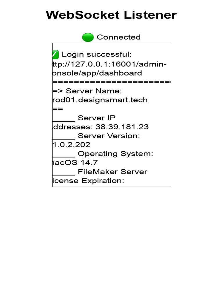 WebSocket Listener Connection Details | PDF