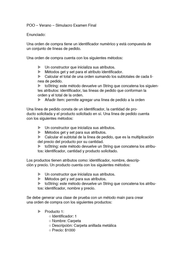 POO - Simulacro Final Regular | PDF