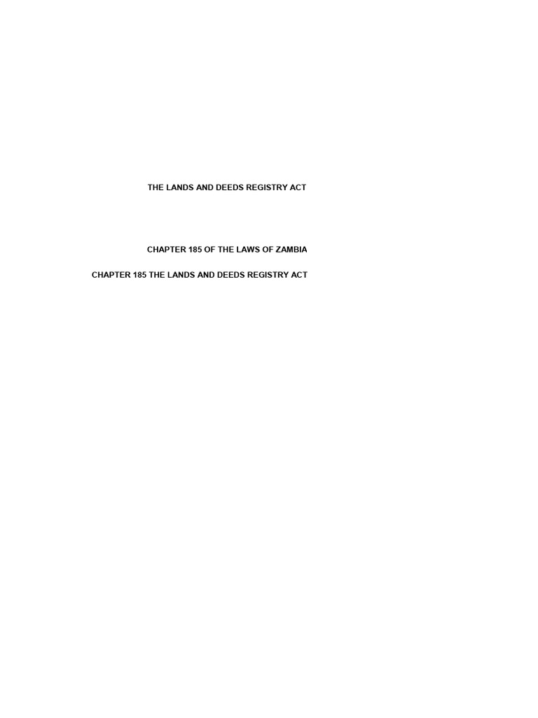Lands and Deeds Registry Act | PDF | Title (Property) | Mortgage Law
