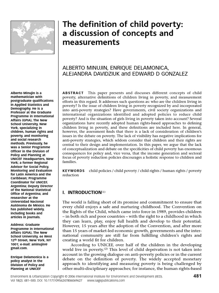 Minujin Et Al 2006 The Definition of Child Poverty A Discussion of ...