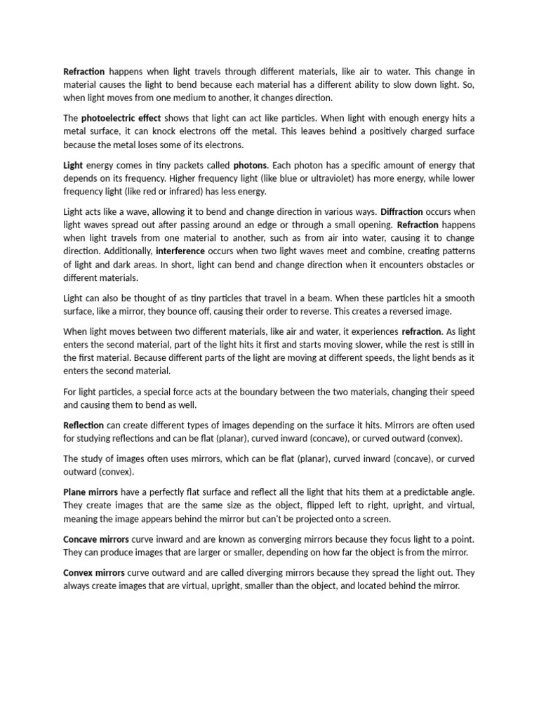 Refraction happens when light travels through different materials | PDF ...