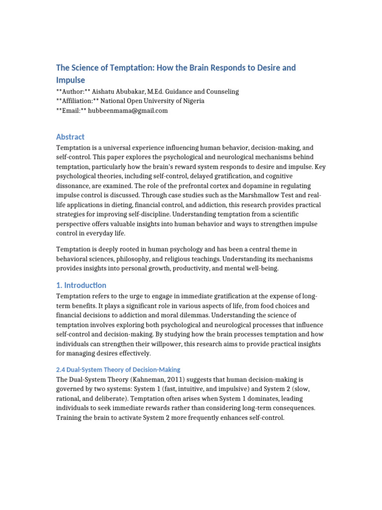 Science of Temptation and Self-Control | PDF | Self-Management | Self ...