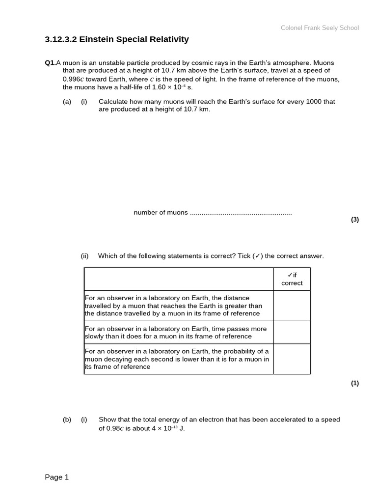 3.12.3.2 Einstein Special Relativity | PDF | Special Relativity | Speed ...
